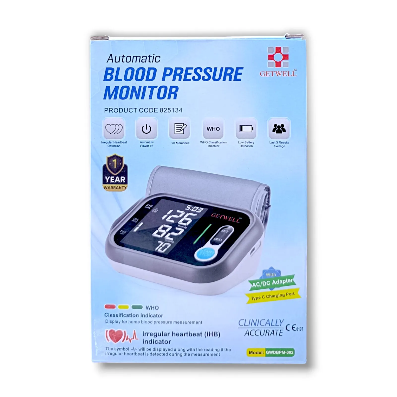 Getwell Automatic Blood Pressure Monitor 825134 | Healthway | Healthway