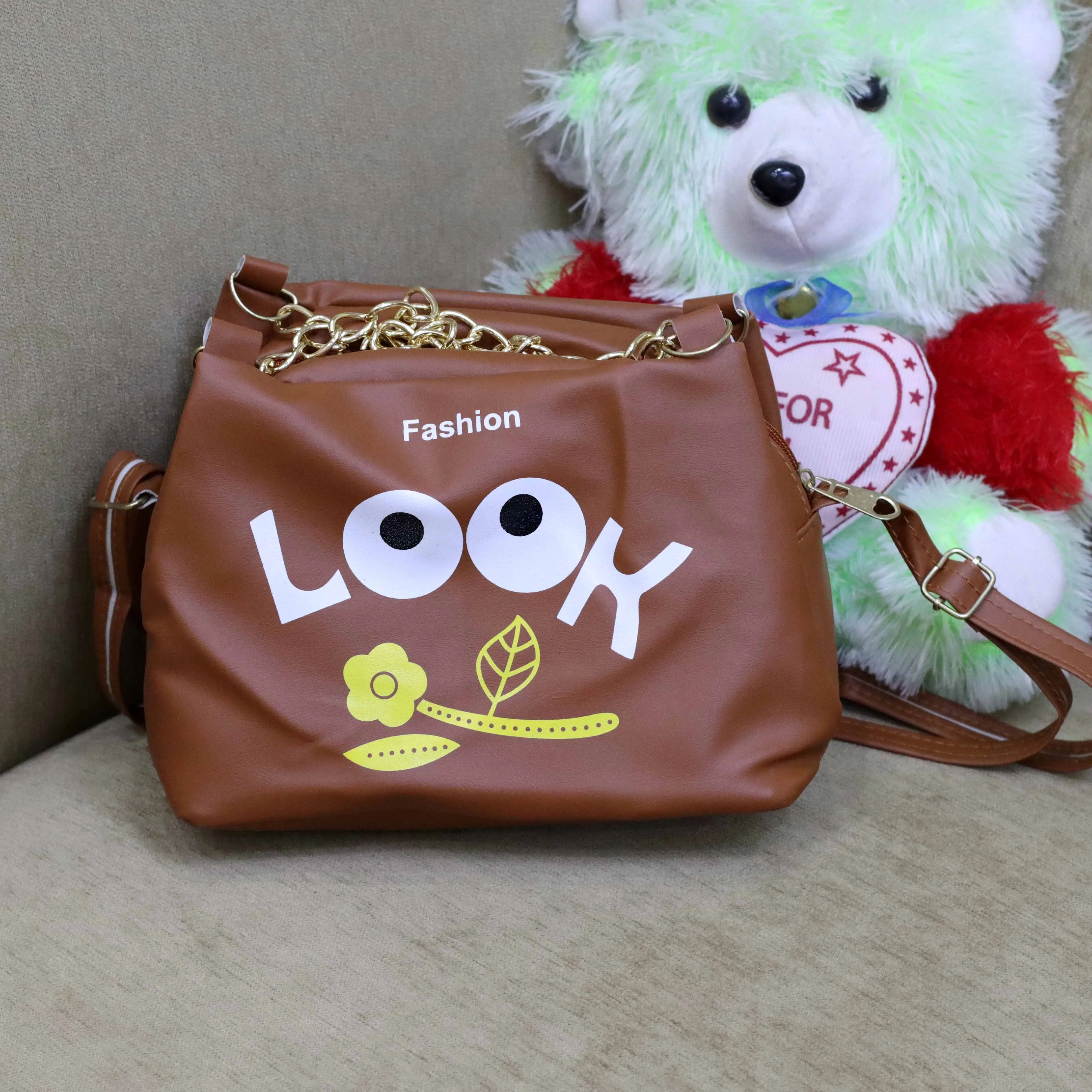 Fashionable Girls Look Bag – Light Brown with Chain | Healthway